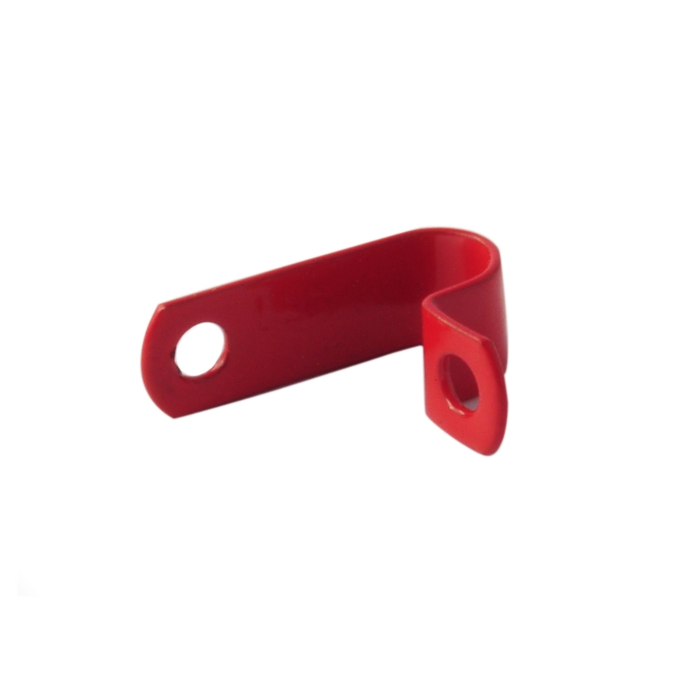 Coated One Hole 'P' Fire Clips - Red - Remora Electrical Limited